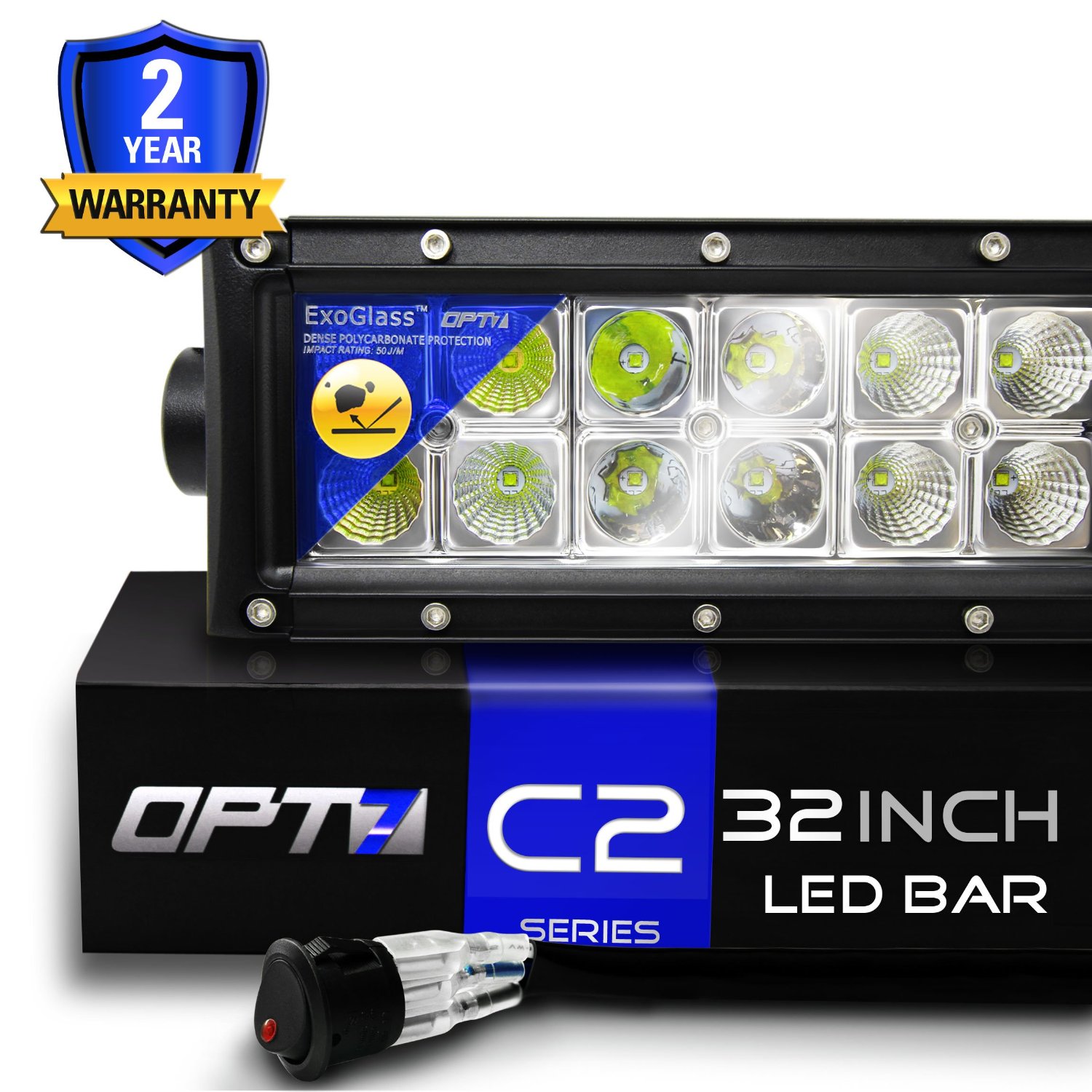 OPT7 C2 Series 32-Inch Off-Road CREE LED Light Bar with FloodSpot Beam ...